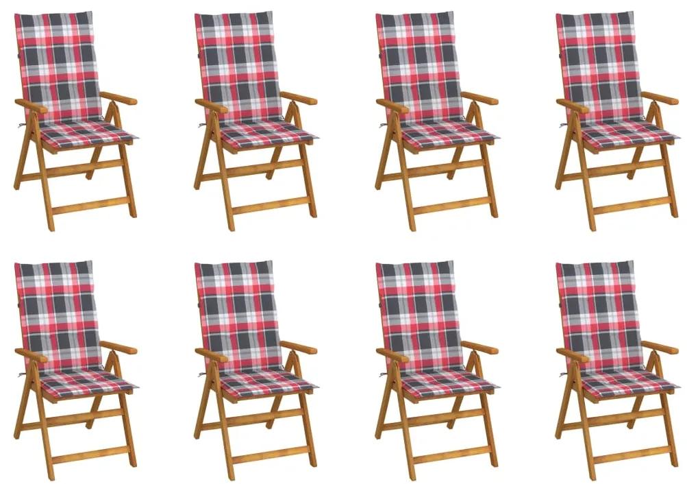 Skládací zahradní židle s poduškami 8 ks masivní akácie,  3075067
