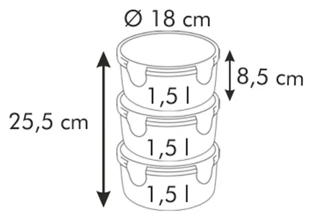 TESCOMA Jídlonosič FRESHBOX, se 3 dózami 1,5 l, bordeaux