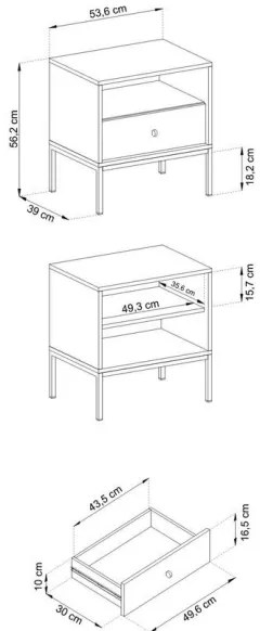 Noční stolek MONO 56x54 cm modrá