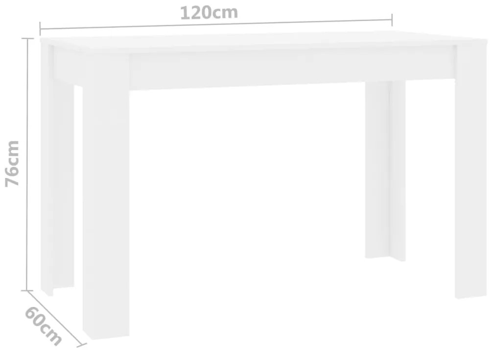 Jídelní stůl Arttita - bílý s vysokým leskem - dřevotříska | 120x60x76 cm