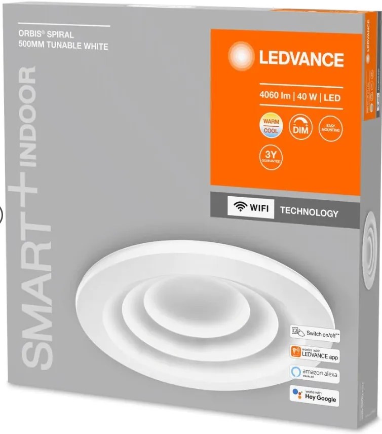 Chytré LED stropní světlo LEDVANCE SPIRAL / Wi-Fi / 50 cm / 40 W / bílá