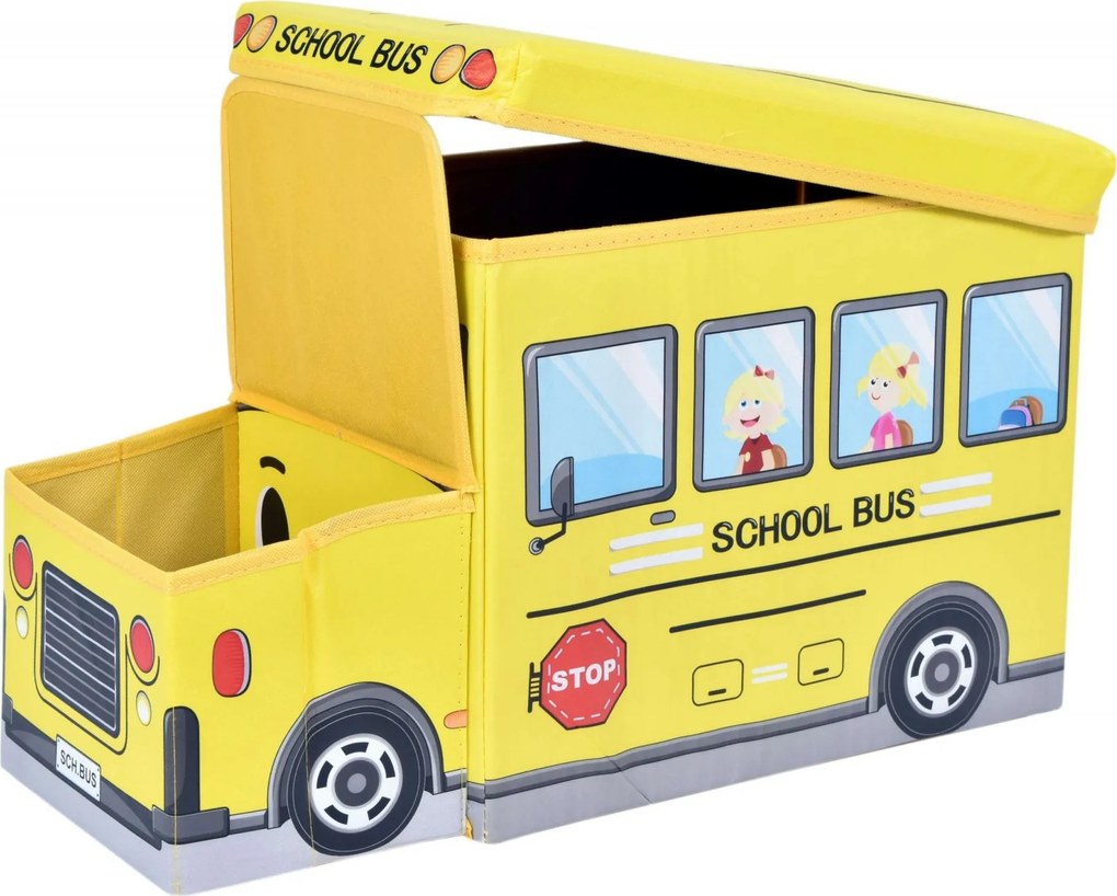 Skládací taburet / koš na hračky Školní autobus