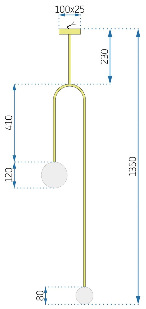 Toolight Závěsné stropní svítidlo se skleněným stínidlem APP964-2CP Zlatá