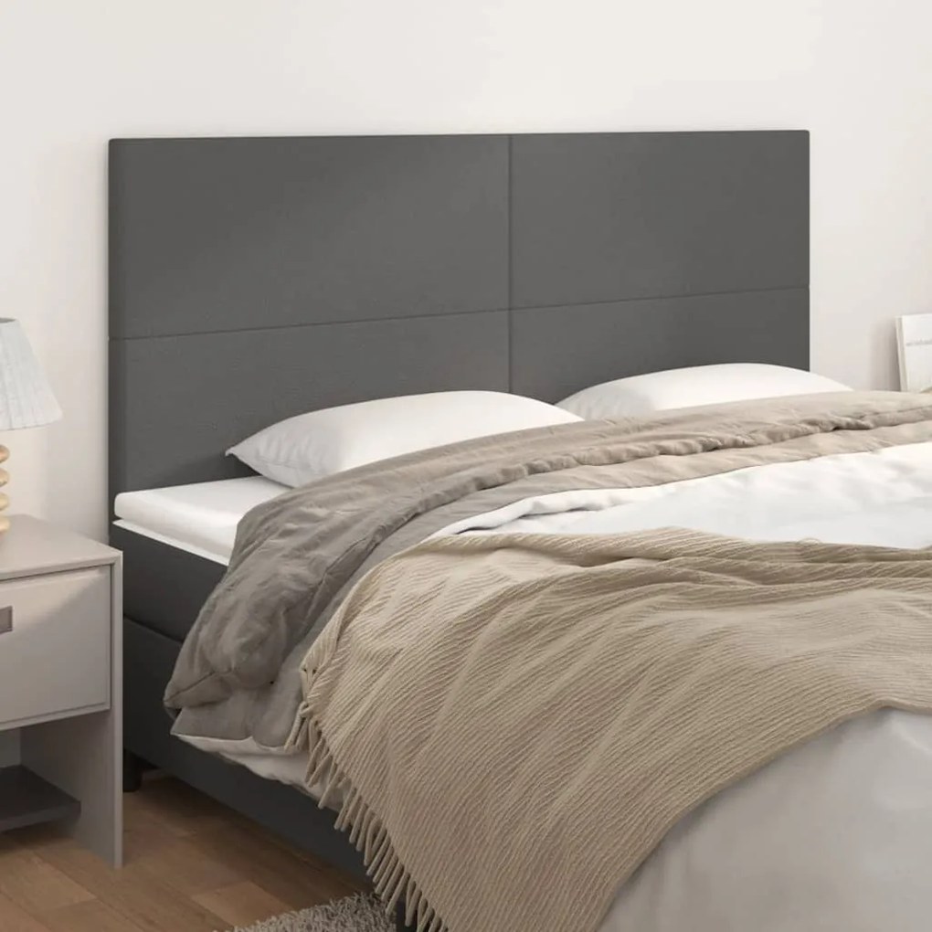 Čelo postele šedé 200 x 5 x 118/128 cm umělá kůže 3116164