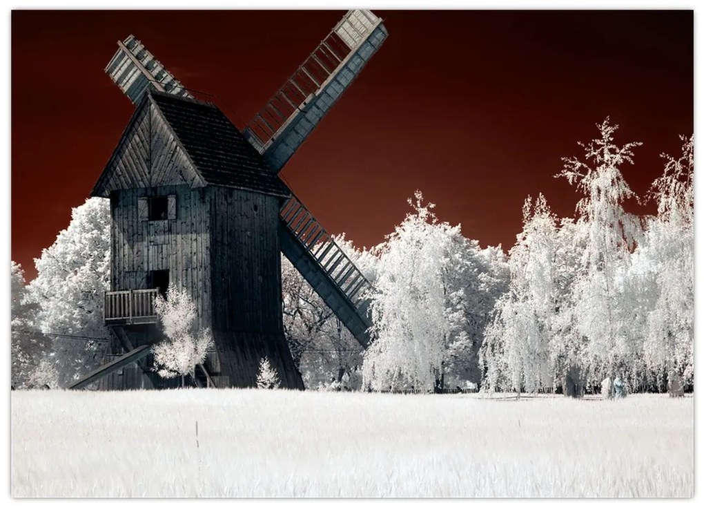 Skleněný obraz mlýna (70x50 cm)