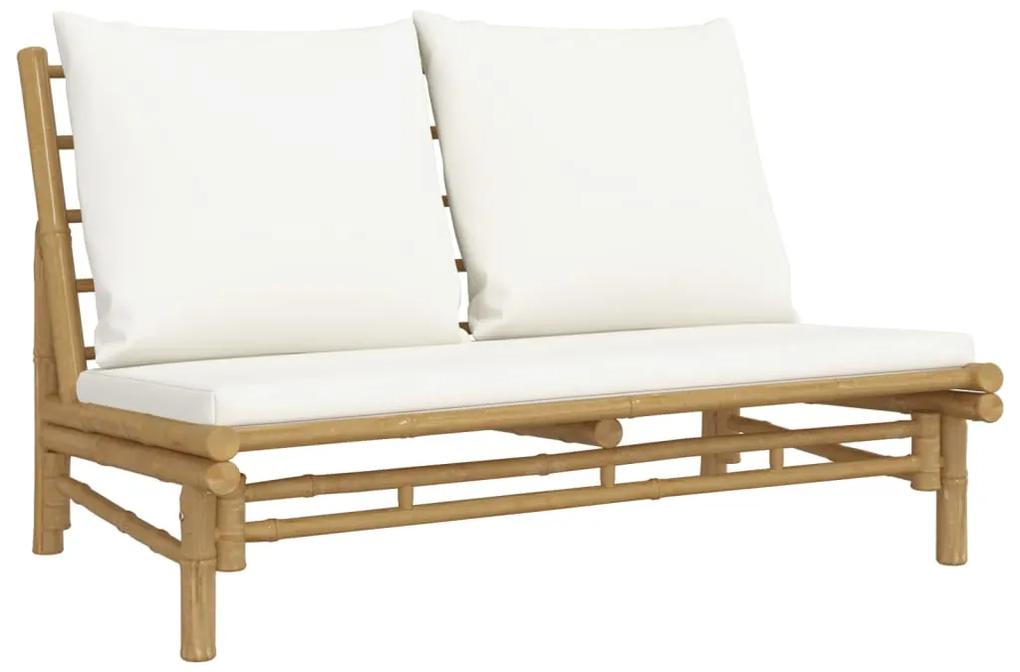 2dílná zahradní sedací souprava krémově bílé podušky bambus