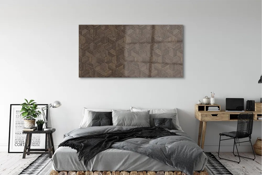 akrylový obraz dřevěné šestiúhelníky 140x70 cm