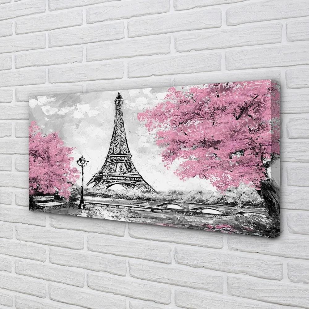 Obrazy na plátně Paris jarní strom 140x70 cm