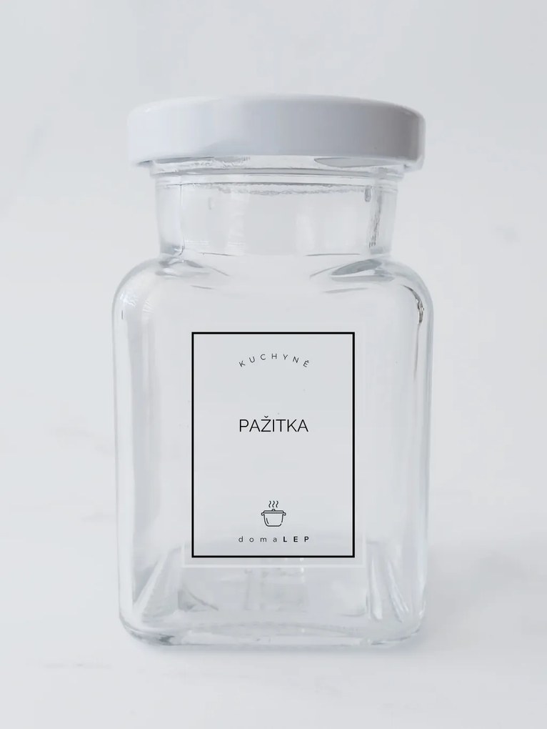 Samolepka na kořenky PAŽITKA průhledná 3 × 4 cm základní písmo