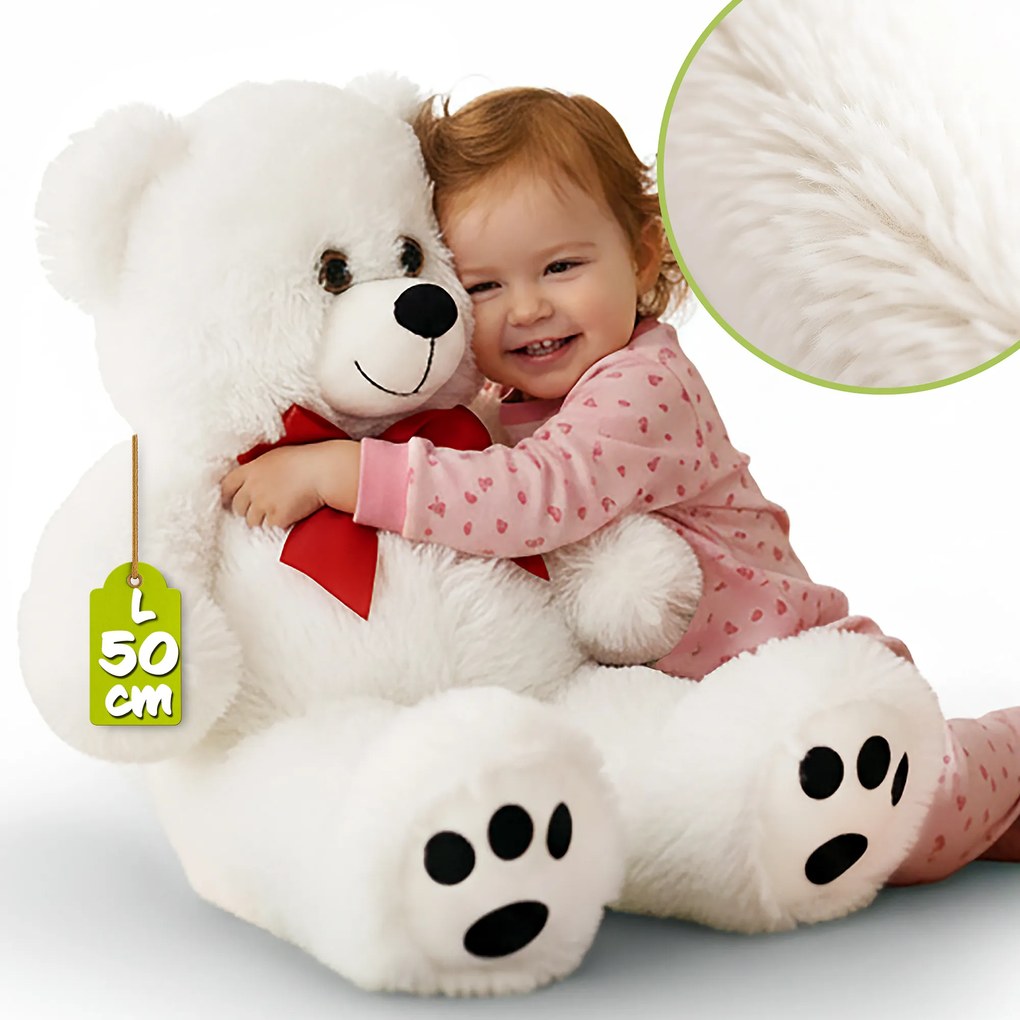 Monzana Plyšový medvídek L – bílý, 50 cm