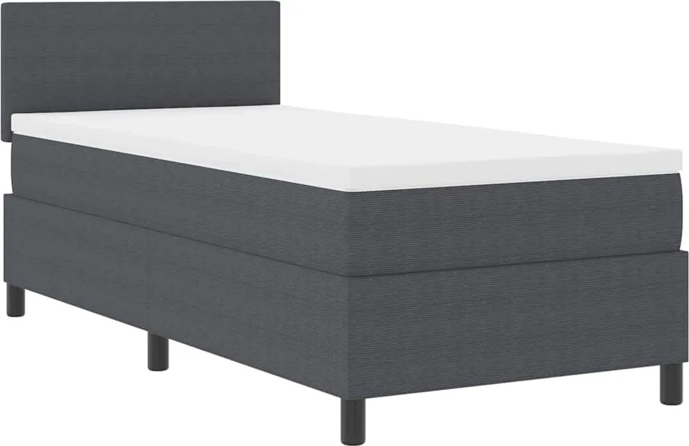 Postel s boxspringem s čelo Tmavě šedá a bílá 100 x 200 cm 3337500