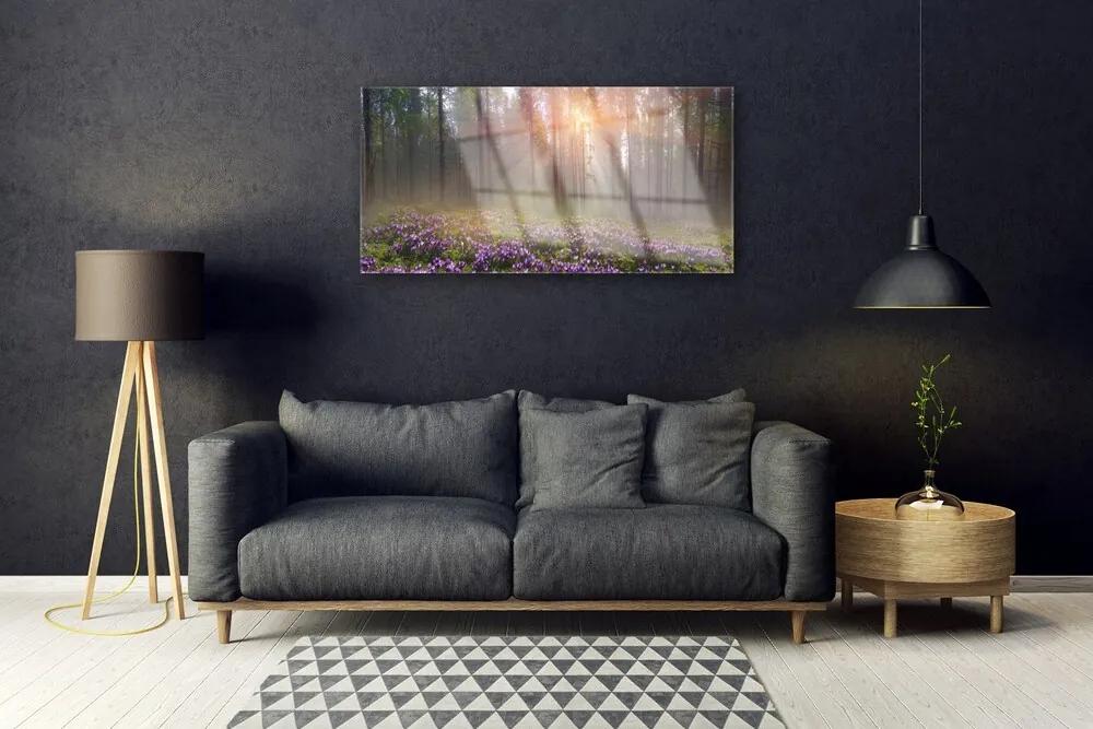 Obraz na skle Les Květiny Rostlina Příroda 140x70 cm