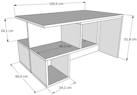 Konferenční stolek DILAY 52x100 cm hnědá/bílá