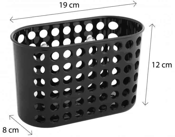 Erga Erga, koupelnový koš na kosmetiku 19x8x12 cm na přísavky, černá lesklá, ERG-YKA-RY.KPBLACK0200