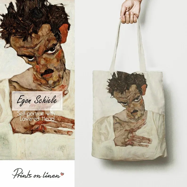Lenbutik Taška Egon Schiele Autoportrét / Self-portrait with lowered head