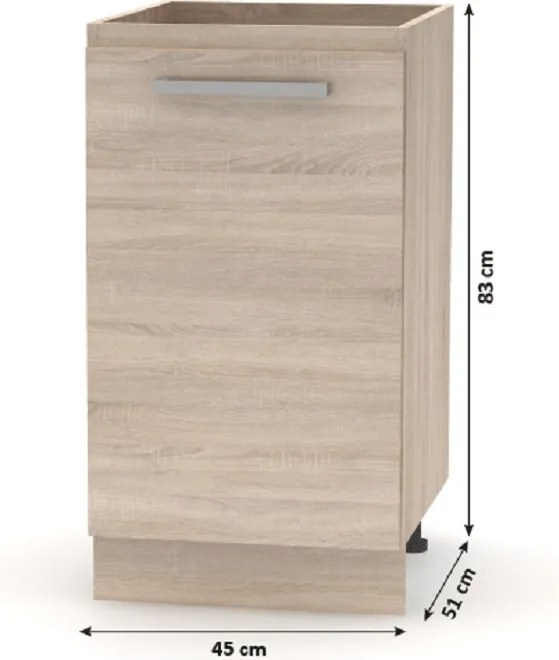 Spodní skříňka 45 1DV, dub sonoma, NOPL-063-0S