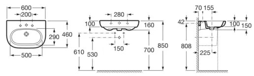 Roca A327242000 - Závěsné umyvadlo MERIDIAN 60x46 cm keramika/bílá