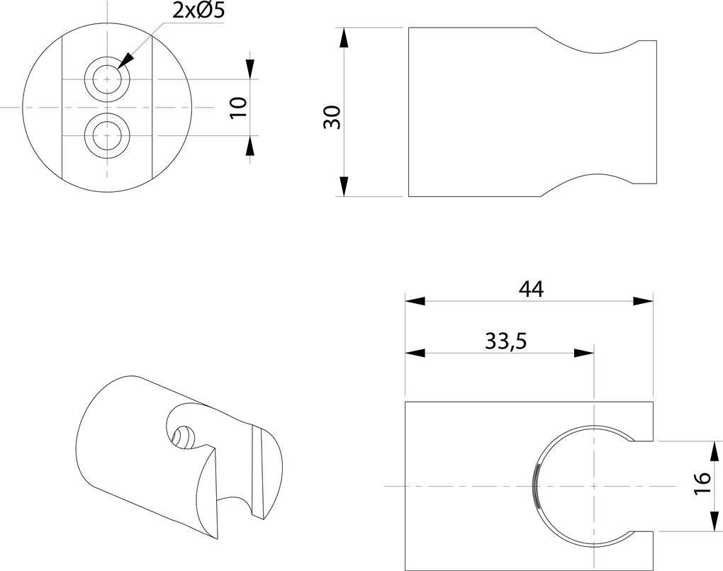 Sapho Držák sprchy kulatý pevný zlato mat 1205-15GB