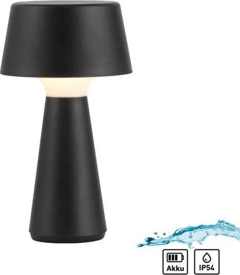 LD 19260-18 ABERA LED stolní lampa na baterie černá dotykový stmívač IP54 USB vnitřní i venkovní použití 3000K - JUST LIGHT