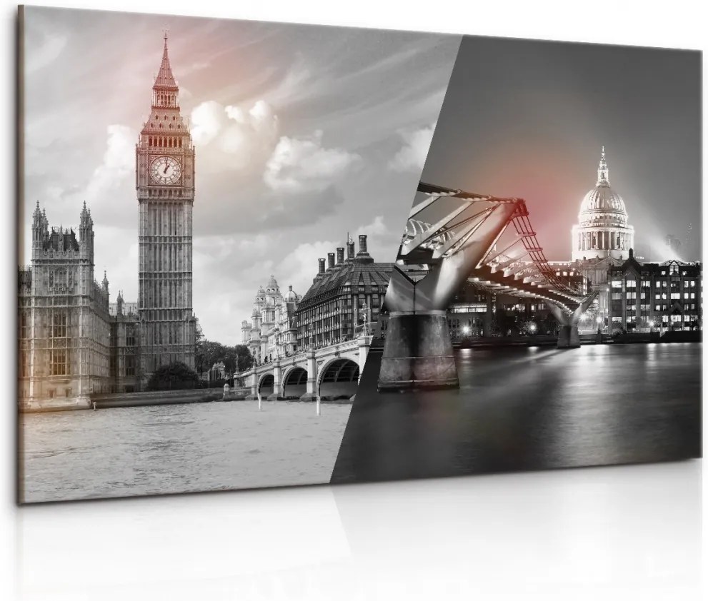 Malvis Malvis Obraz Černobílá koláž Londýna  90x60 cm