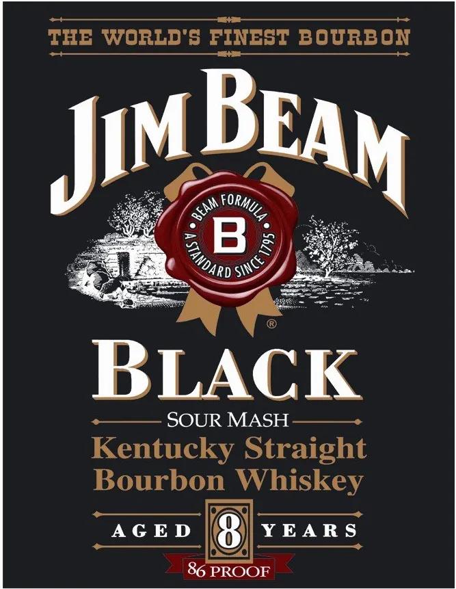Plechová cedule: Jim Beam (black) - 40x30 cm