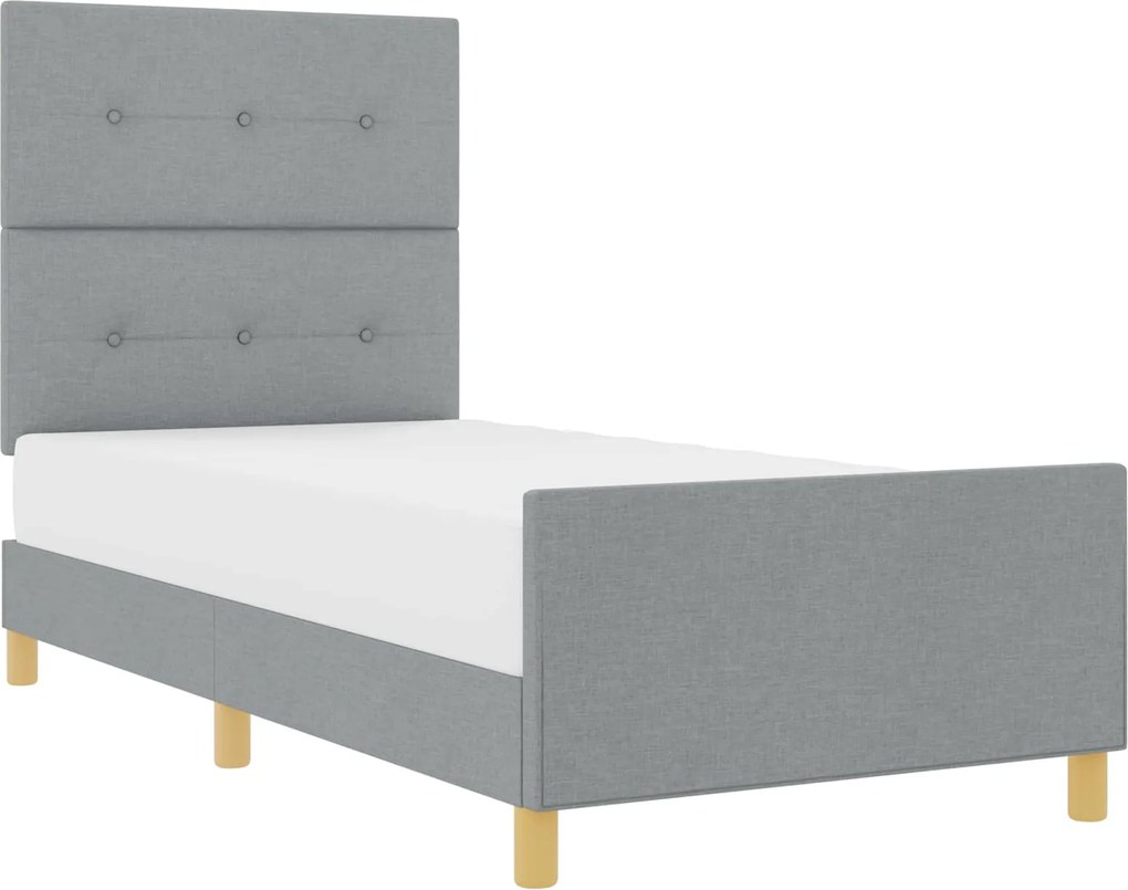 Rám postele s čelo Světle šedá 90 x 200 cm textil 3344697