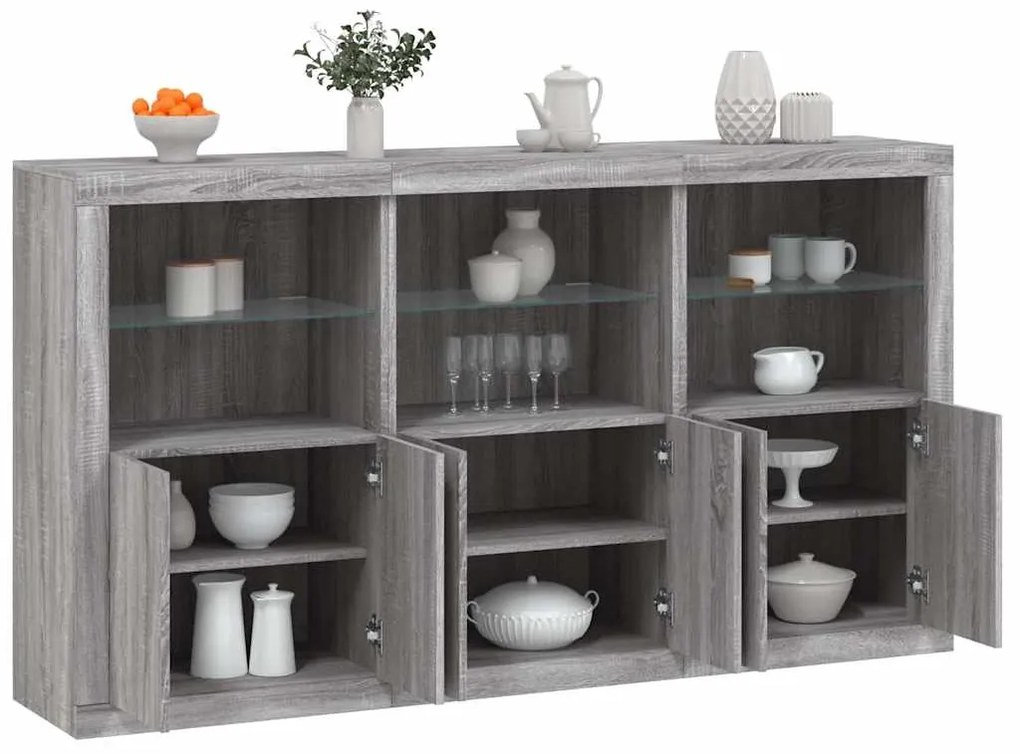 Příborník s LED osvětlením šedý sonoma 181,5 x 37 x 100 cm 3209154