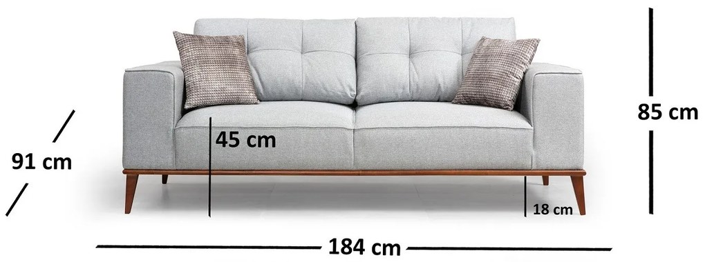 Designová sedačka Tarika 184 cm světle šedá