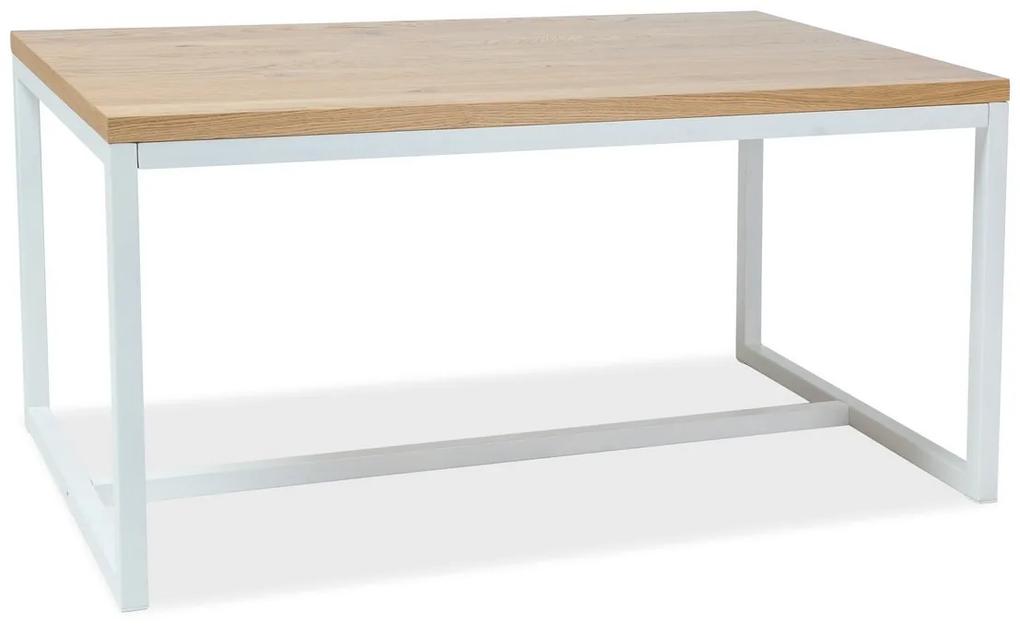 Jídelní stůl 120x80 cm z dýhy v dekoru dub s bílou kovovou konstrukcí typ A KN444