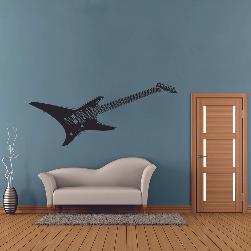 Samolepka na zeď - Elektrická kytara (60x22 cm) - PopyDesign