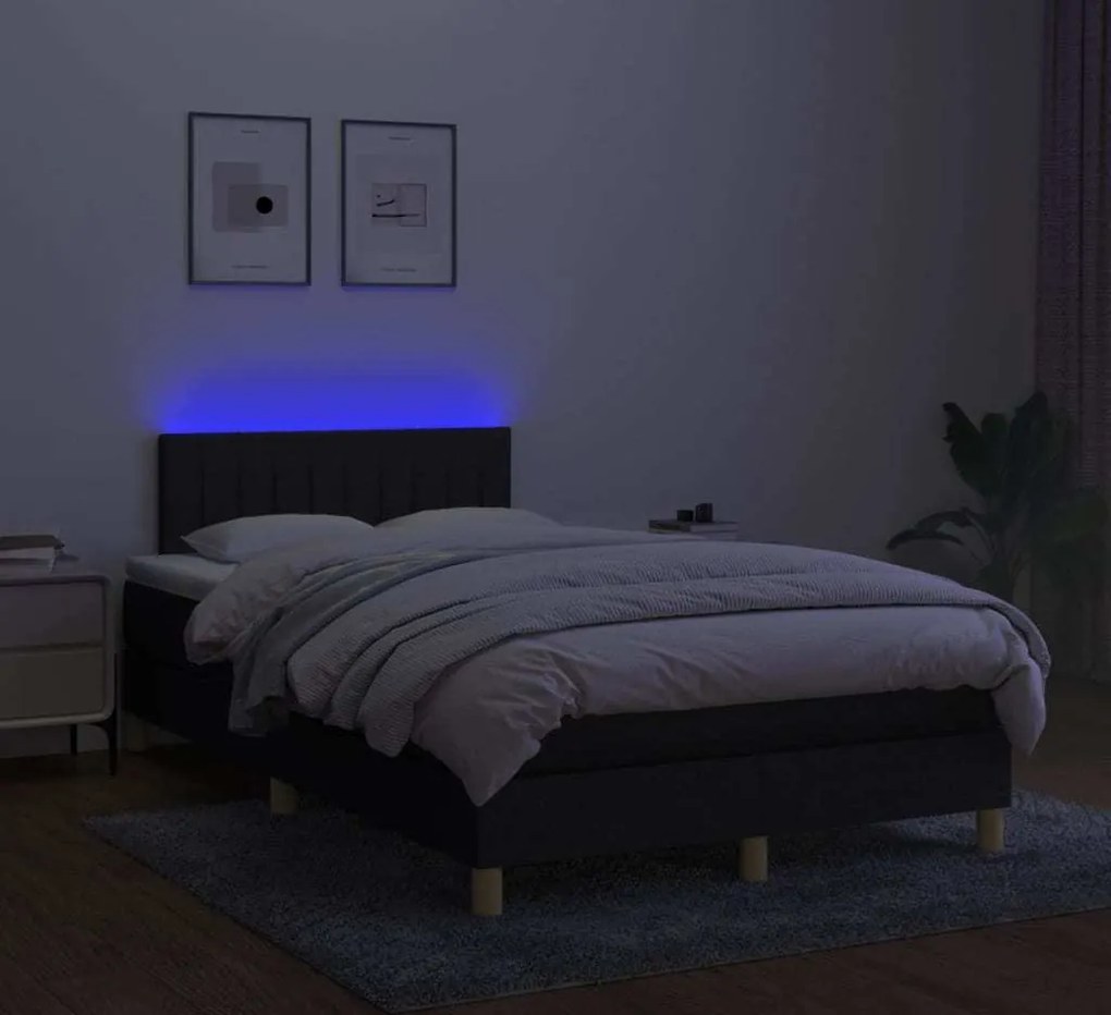 vidaXL Box spring postel s matrací a LED 120 x 200 cm textil [3133863] Barva: krémová