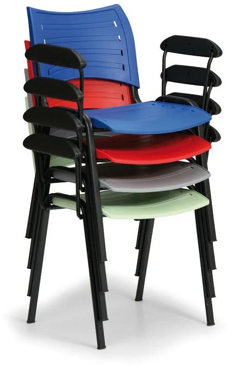 Plastová židle SMART - černé nohy s područkami, šedá
