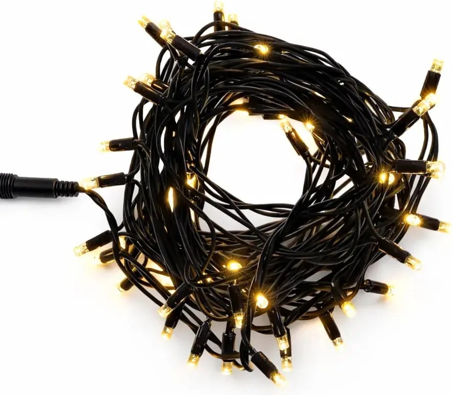 Eco Fix LED světelný řetěz venkovní, 20 m, teple bílá, 120 diod, černý kabel, IP67, 36V