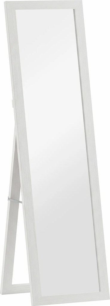 HOMCOM Obdélníkové zrcadlo na stěnu nebo k položení s dřevěným rámem do obývacího pokoje a ložnice 37 x 157 cm bílá