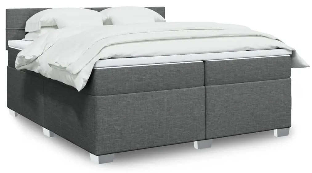 Box spring postel s matrací tmavě šedá 200x200 cm textil 3285996