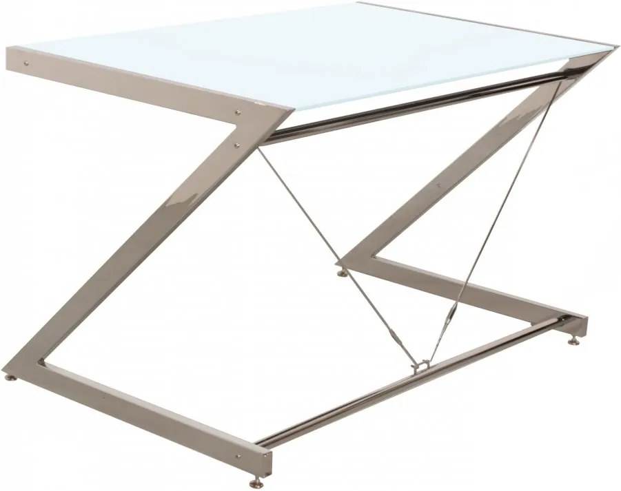 Počítačový stůl Zoom 122x76 cm, chrom/bílá