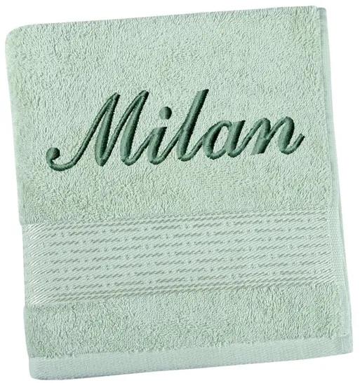 Bellatex Froté ručník proužek s výšivkou jména 50x100 cm mintová