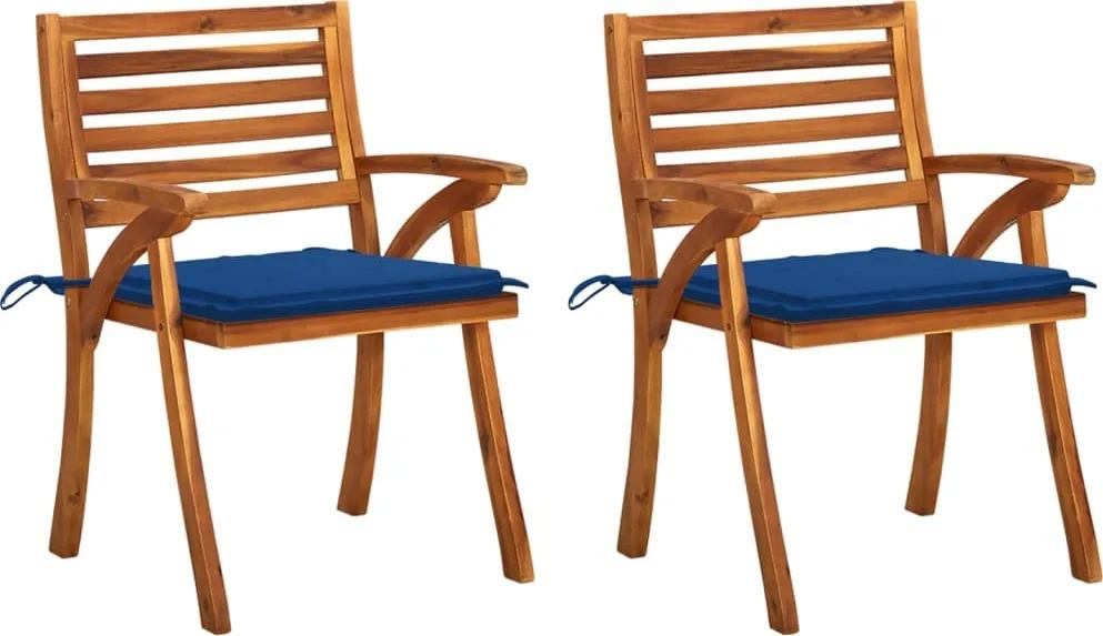 vidaXL Zahradní jídelní židle s poduškami 2 ks masivní akáciové dřevo [3060783] Barva: Zelená