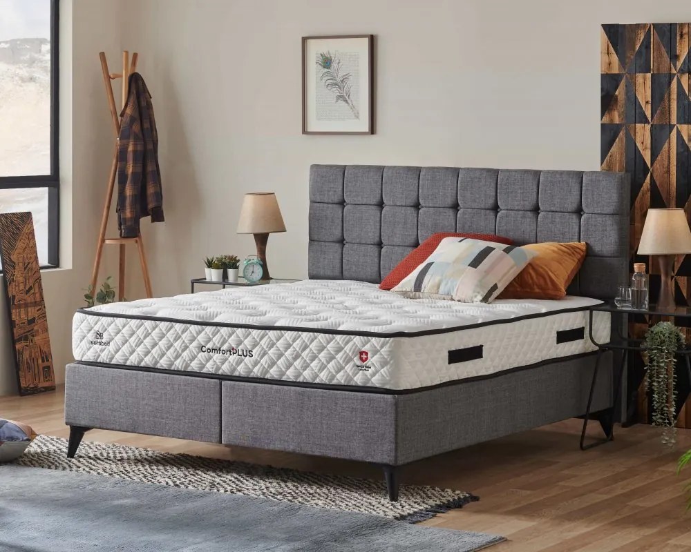 Čalouněná postel COMFORT PLUS - šedá 100 × 200 cm