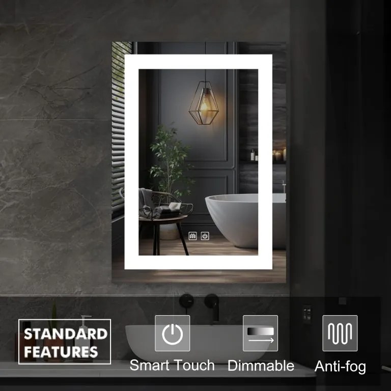Koupelnové zrcadlo s LED osvětlením, 80 x 60 cm