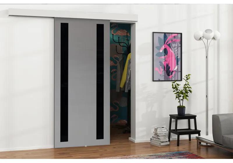 Posuvné dveře Mereno VI 100, Barva: bílá + grafit + černý lacobel