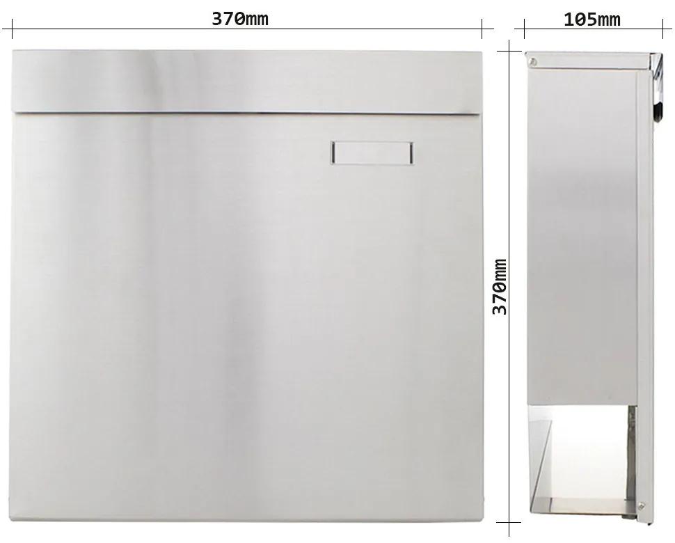 Rottner Poštovní schránka KENSINGTON inox, 370 x 105 x 370 mm, nerez