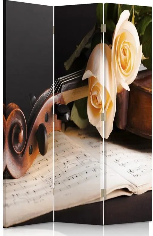 Paraván - Roses On The Violin | trojdílný | oboustranný 110x150 cm