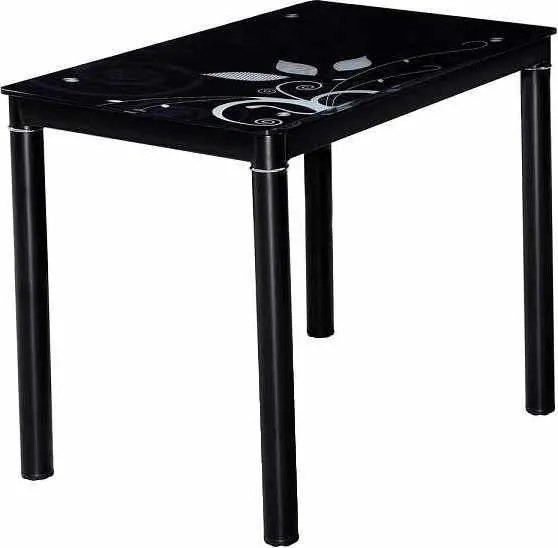 Nábytkáři ORFA DAMAR (DAMARC80=1balík) jídelní stůl 80X60 černý / nohy černé,tvrzené sklo s ornamentem (S) (K150-E)