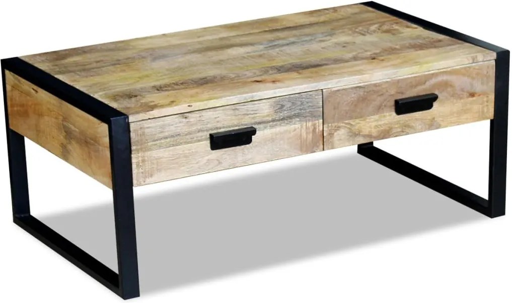 Konferenční stolek se 2 zásuvkami - masivní mangovníkové dřevo | 100x60x40 cm