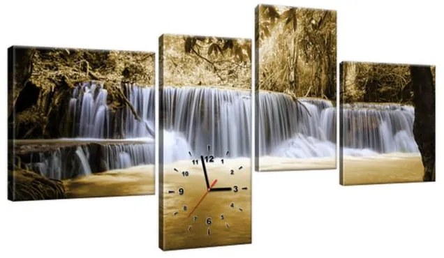 Tištěný obraz s hodinami Krásný vodopád v Thajsku 140x70cm ZP1311A_4O