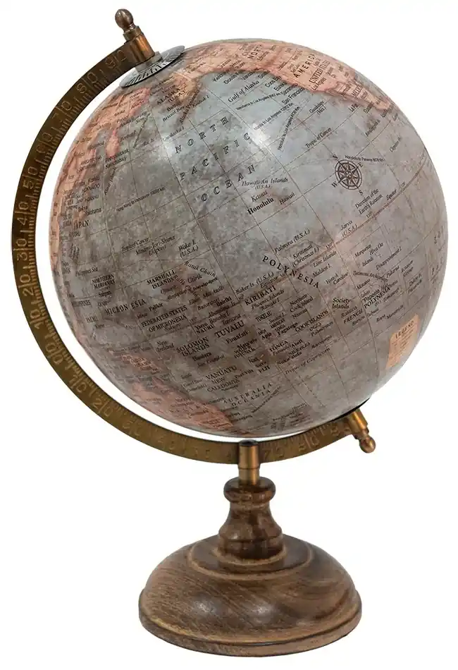 Modrý dekorativní glóbus na dřevěném podstavci Globe - 22*22*37 cm | BIANO