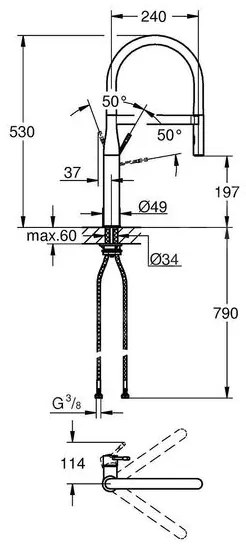 Grohe Essence Dřezová baterie se silikonovým ramínkem, kartáčovaný Cool Sunrise 30294GN0