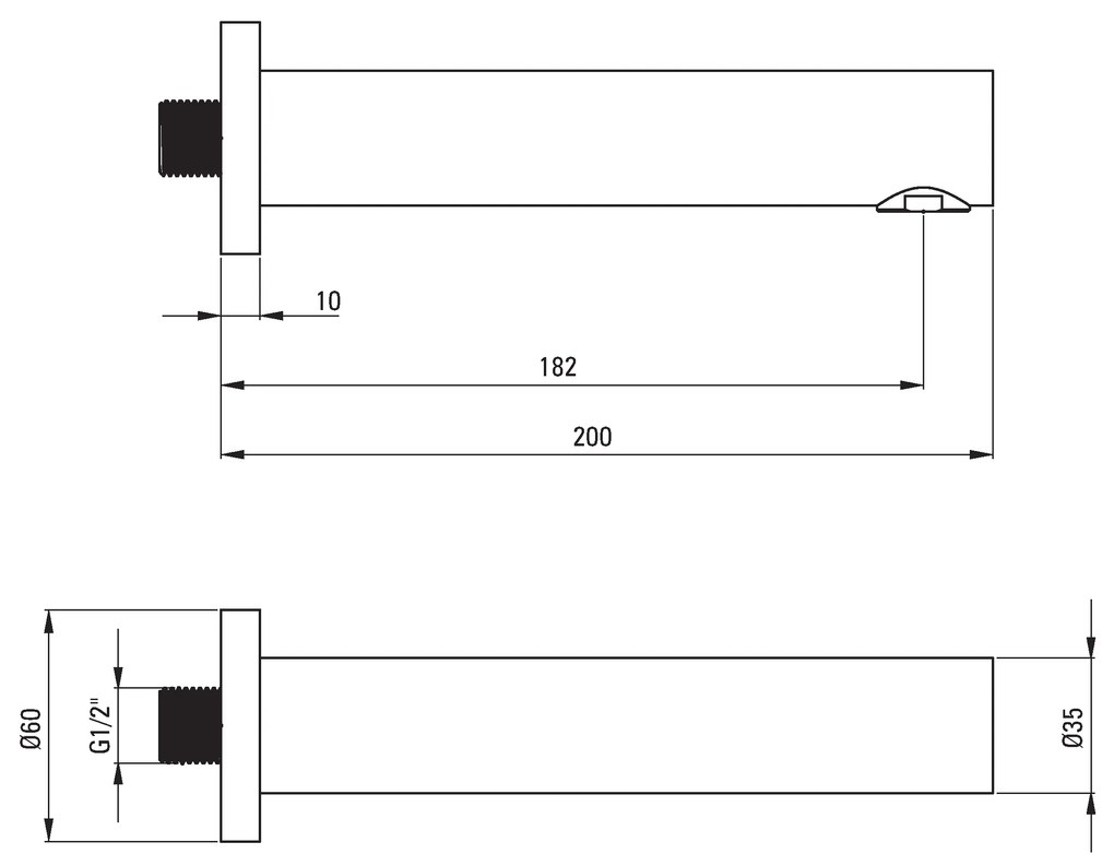Deante Cascada, pevná vanová výlevka 200 mm, zlatá lesklá, NAC_Z81K