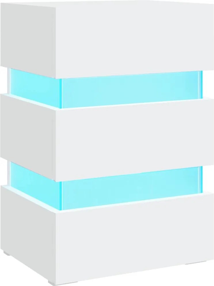 Noční stolek s LED bílý 45 x 35 x 67 cm kompozitní dřevo 326840
